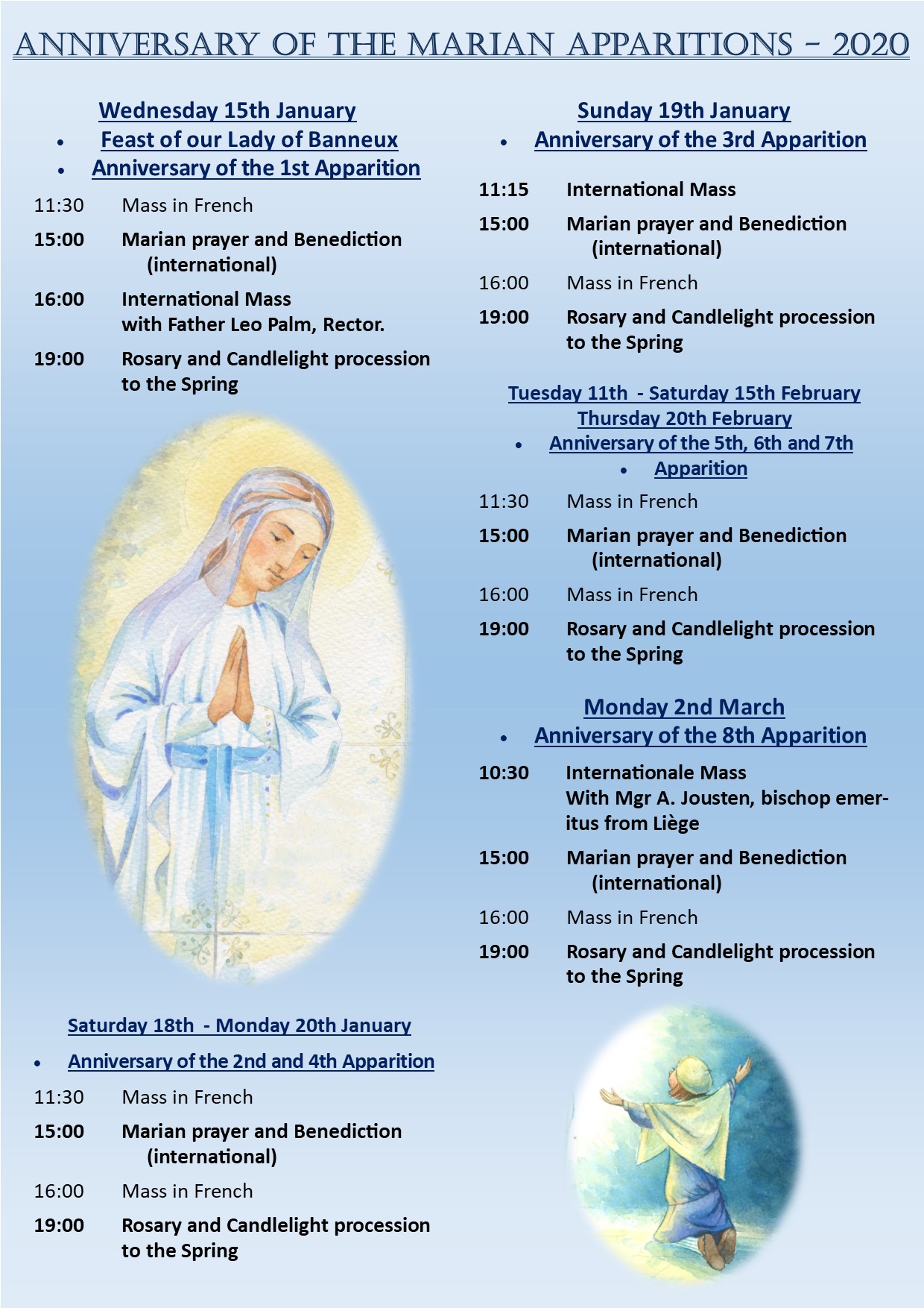 Anniversary of the Marian Apparitions 2020 - Banneux Notre-Dame